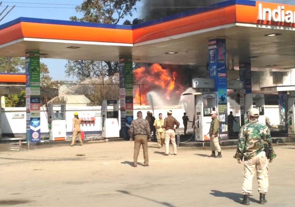 Inferno at PCTC Oil pump Imphal; Fire sparks while trying to unload ...